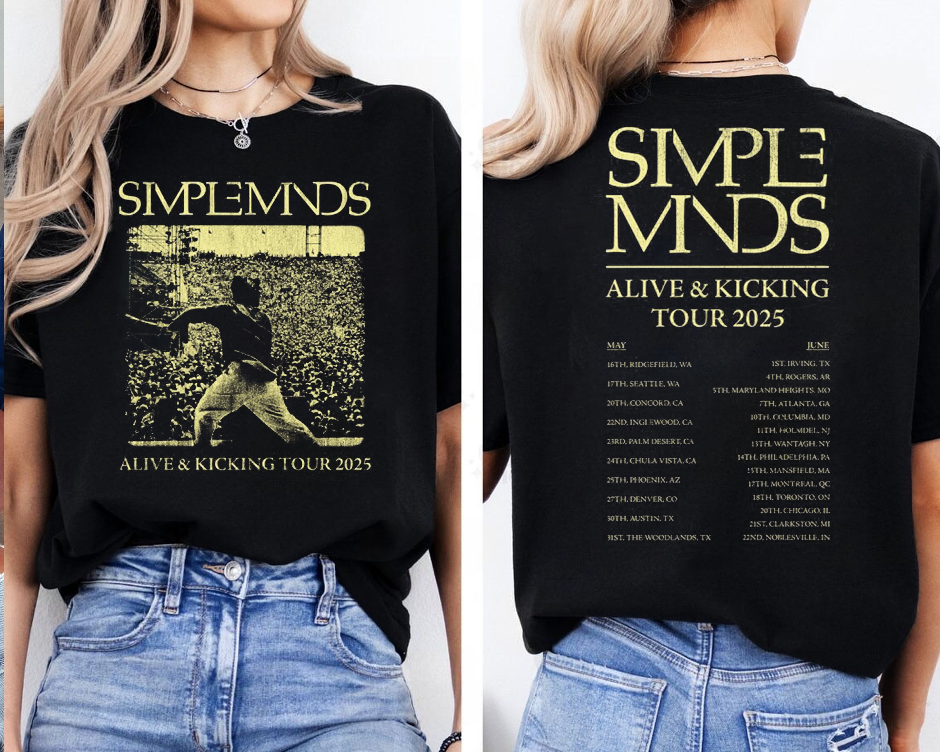 Unisex Simple Minds Alive & Kicking Graphic, 2025 Tour T-Shirt, Sizes S ...