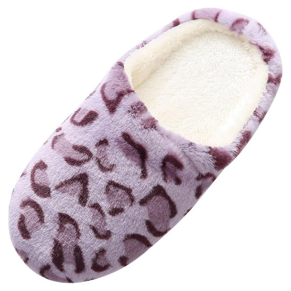 Unisex Slient Indoor Slippers Leopard Furry Comfort House Shoes Soft ...
