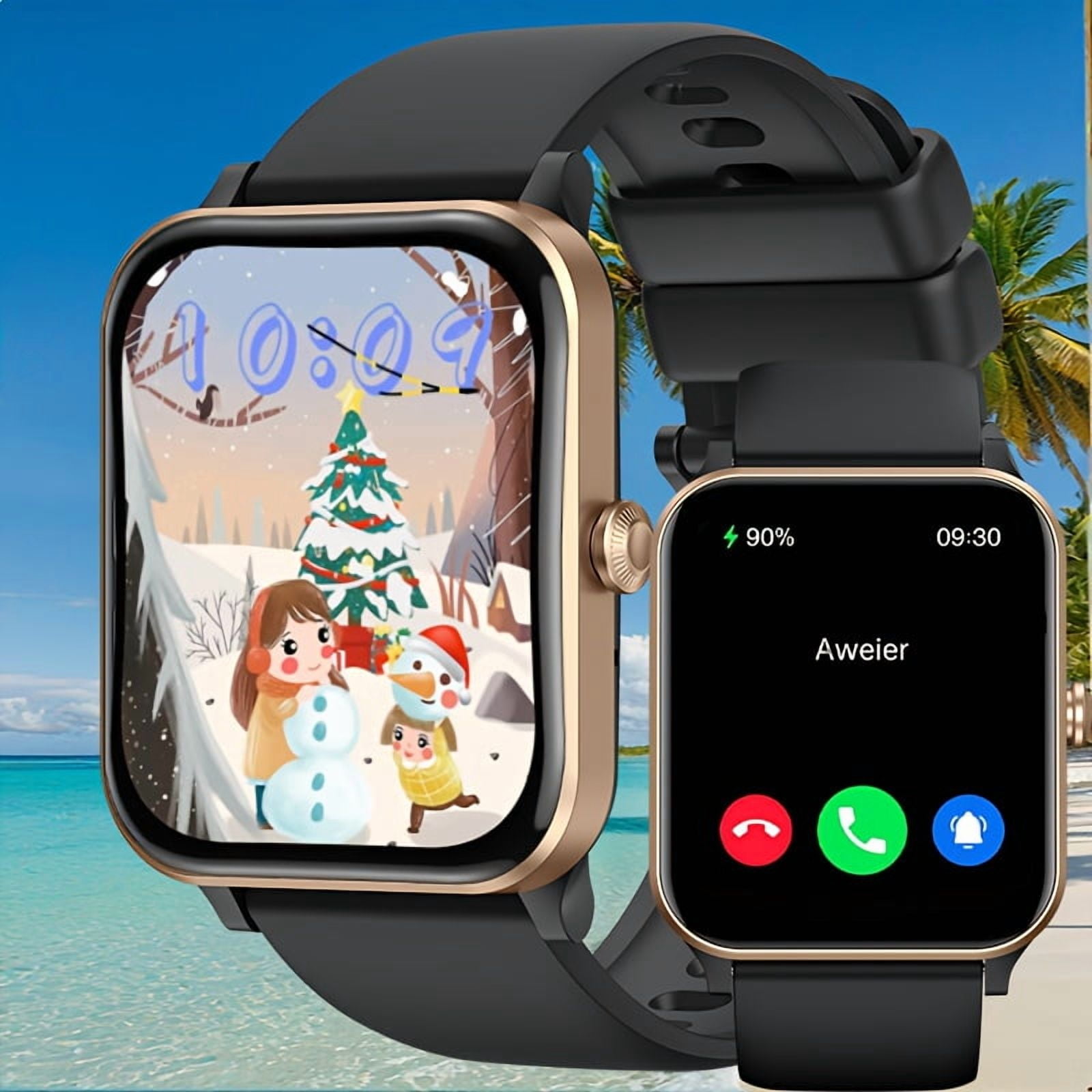 Unisex Smartwatch - Large Screen, Android/iPhone Compatible, Built-in ...