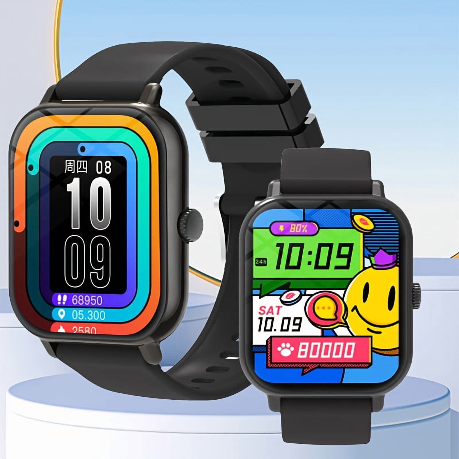 Unisex Smartwatch - Large Screen, Android/iPhone Compatible, Built-in ...
