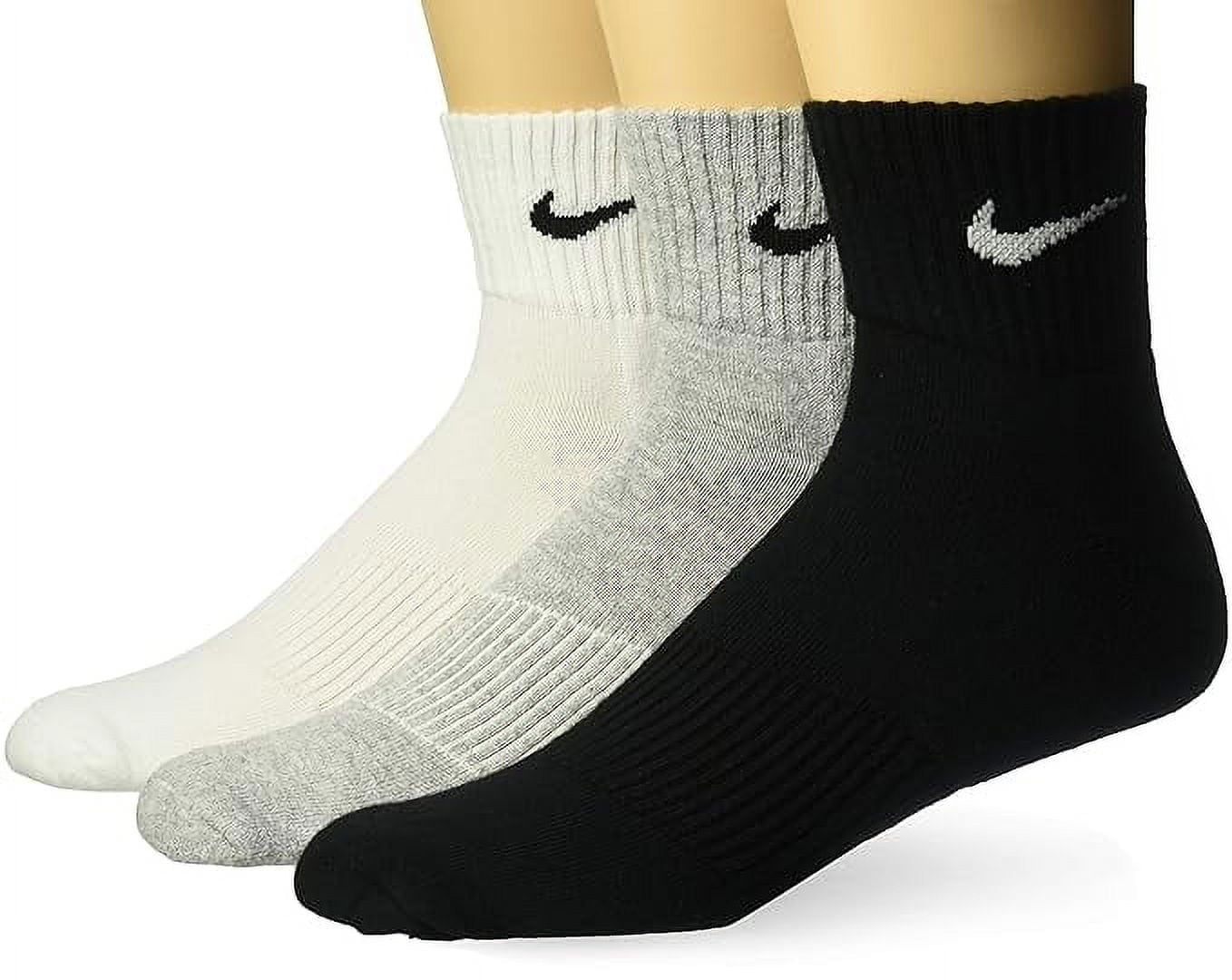 Nike Unisex Athleisure Socks, Pack of 3, White, Grey, Black ...