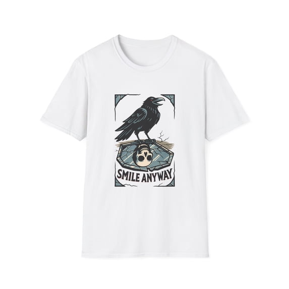 Unisex Softstyle T-Shirt Crow Mirror Skull Reflection Gothic Dark ...