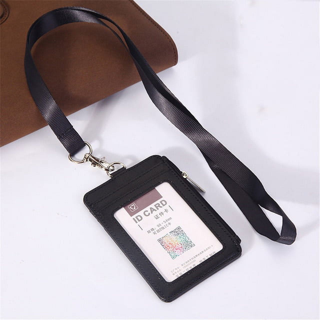 Unisex Solid Color Card Holder Neck Strap with Lanyard Badge Holder ...