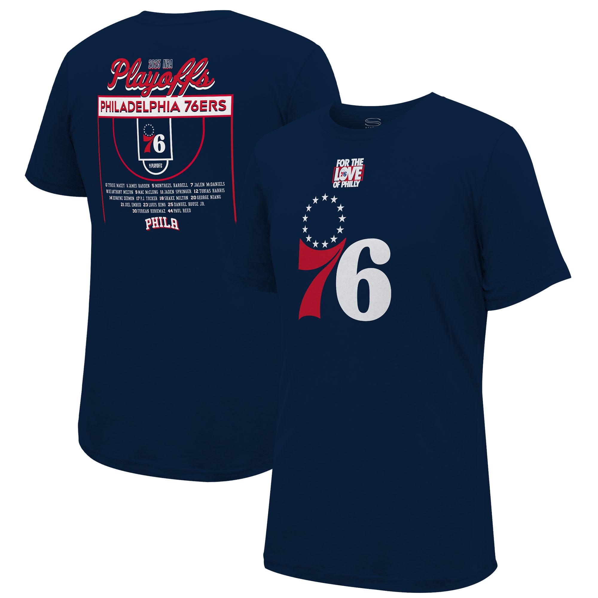 Unisex Stadium Essentials Navy Philadelphia 76ers 2023 NBA Playoffs Roster T-Shirt - Walmart.com