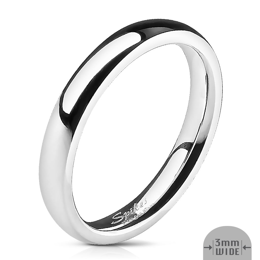 Spikes Unisex Stainless Steel 316 Wedding Band, High Polished, Comfort ...