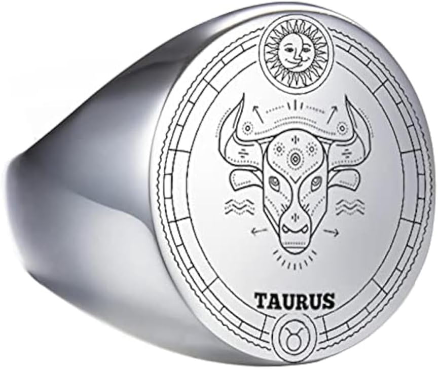 Unisex Stainless Steel Dome Solid Plain 12 Constellation Horoscope ...