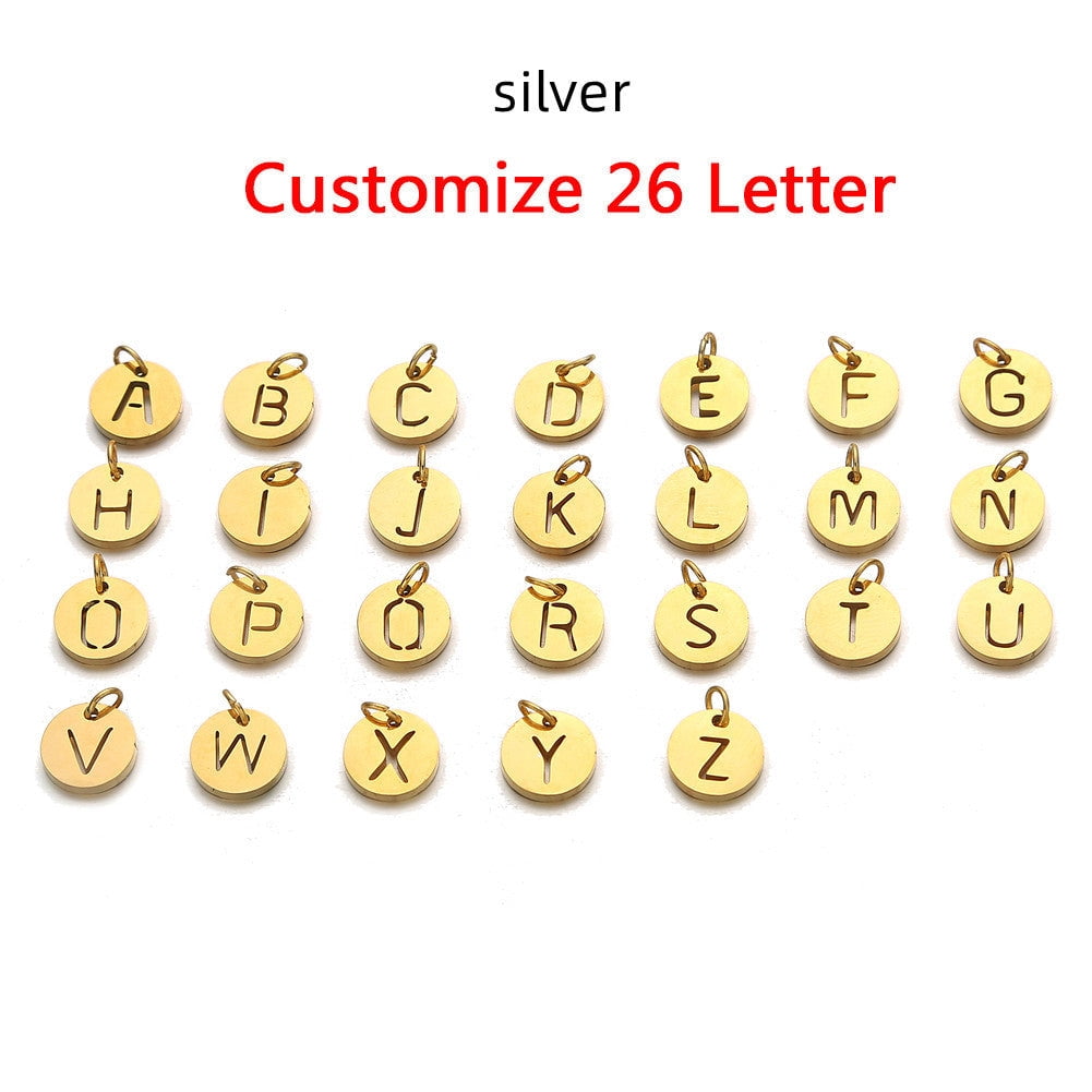 Unisex Stainless Steel Initial Letter Tag Bracelet, Simple Square Chain ...