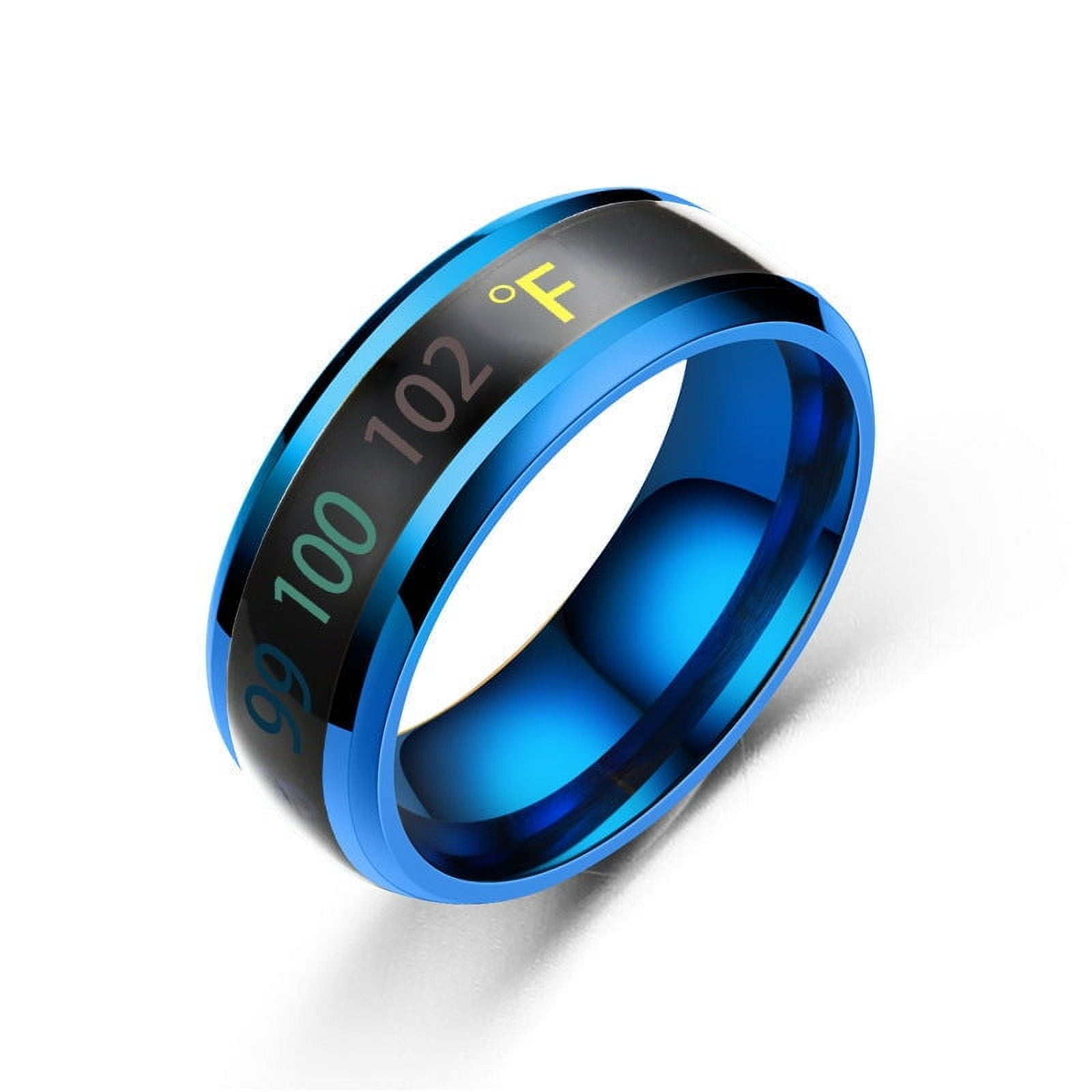 Unisex Stainless Steel Mood Rings, Fahrenheit Temperature Reactive ...