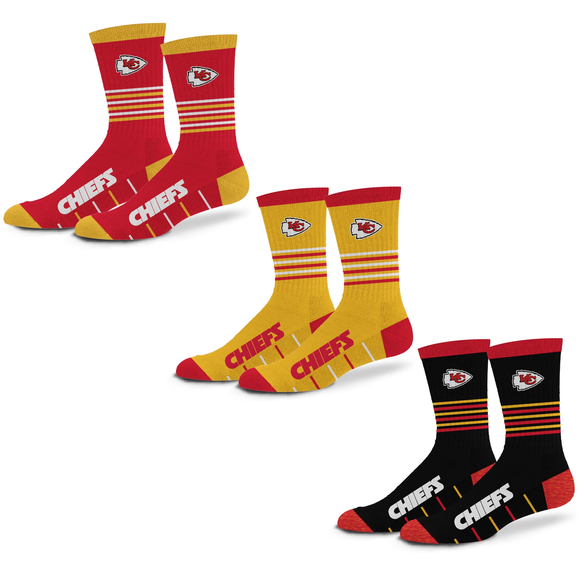 Unisex-Starter Kansas City Chiefs Stripe Zones Socks 3 Pack - Walmart.com