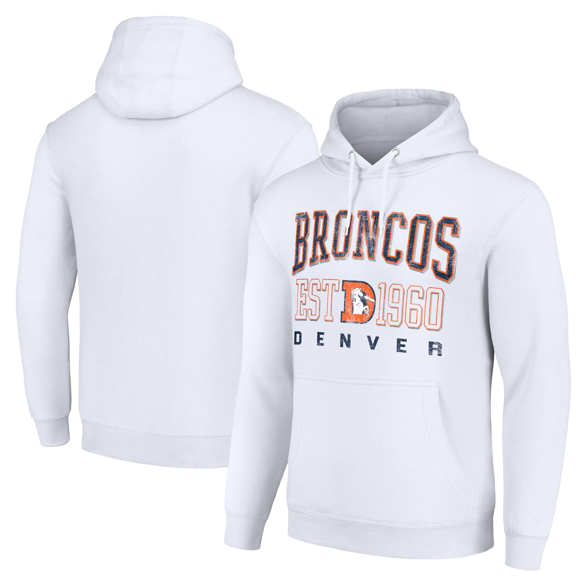 Unisex Starter White Denver Broncos Throwback Logo Pullover Hoodie ...
