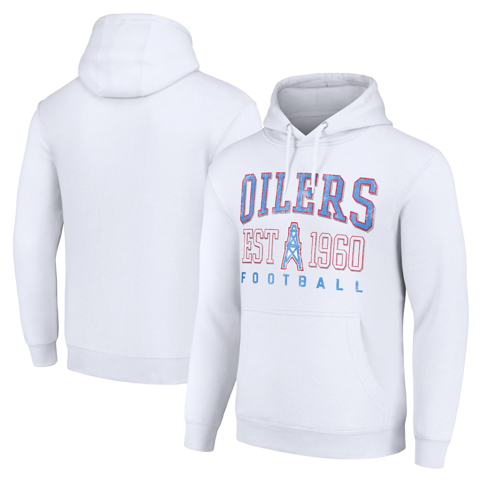 Unisex Starter White Houston Oilers Throwback Logo Pullover Hoodie ...