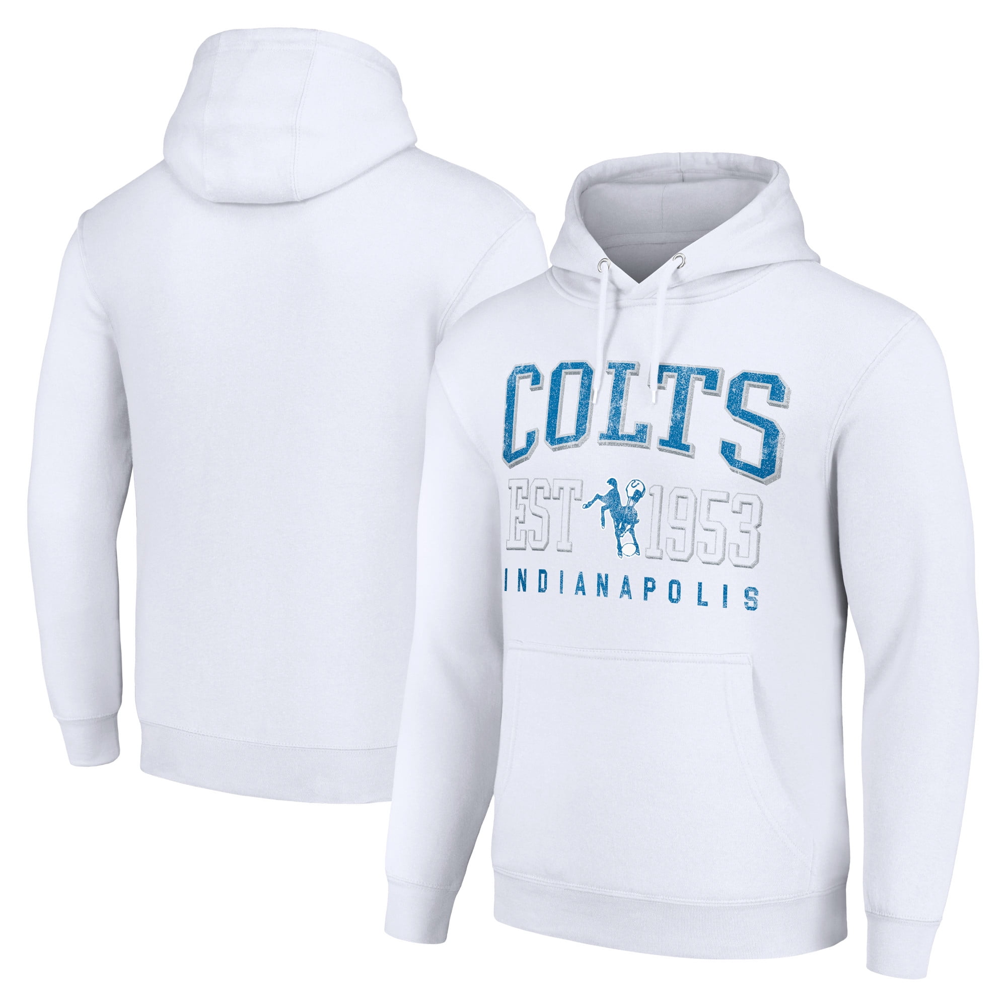 Unisex Starter White Indianapolis Colts Throwback Logo Pullover Hoodie ...