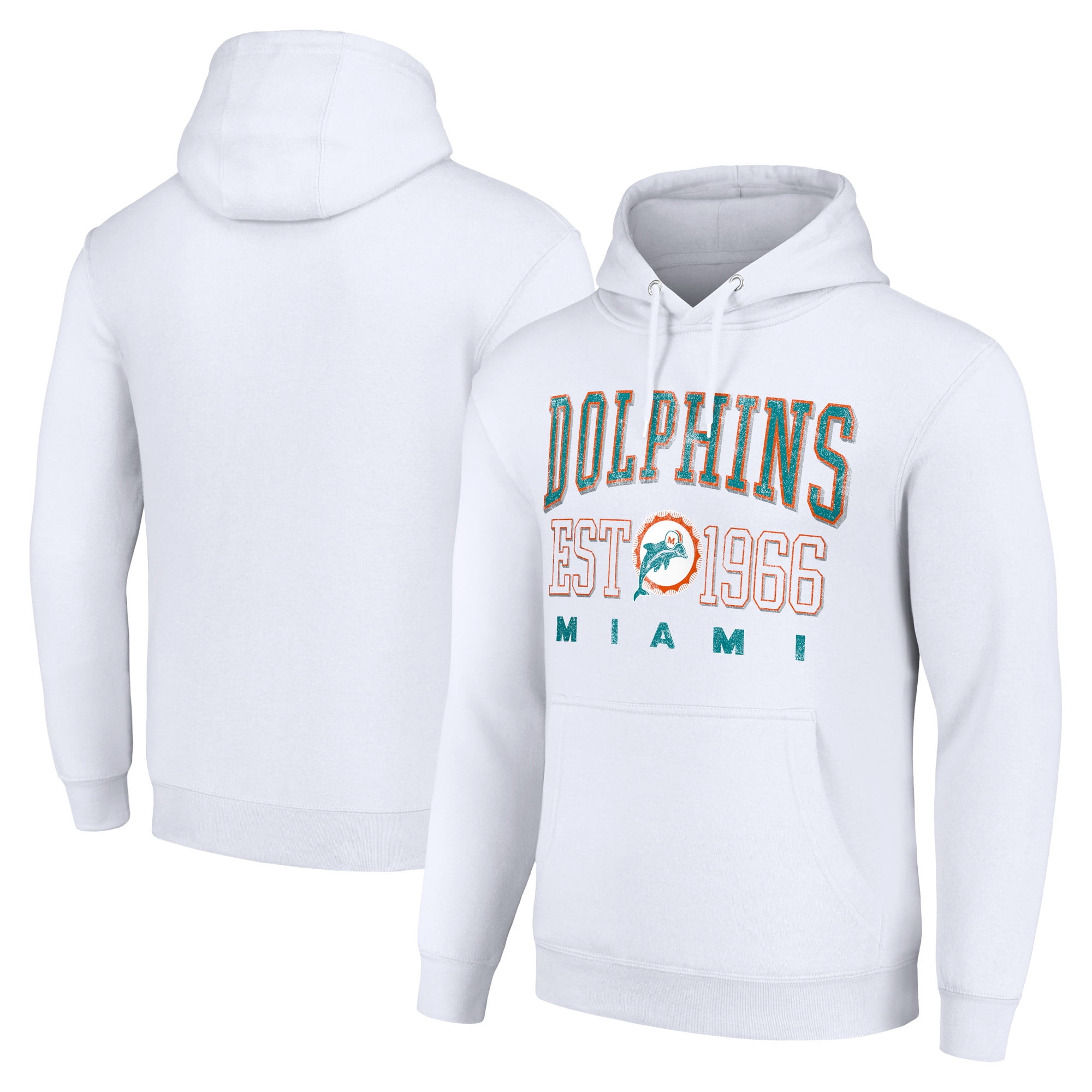 Unisex Starter White Miami Dolphins Throwback Logo Pullover Hoodie ...
