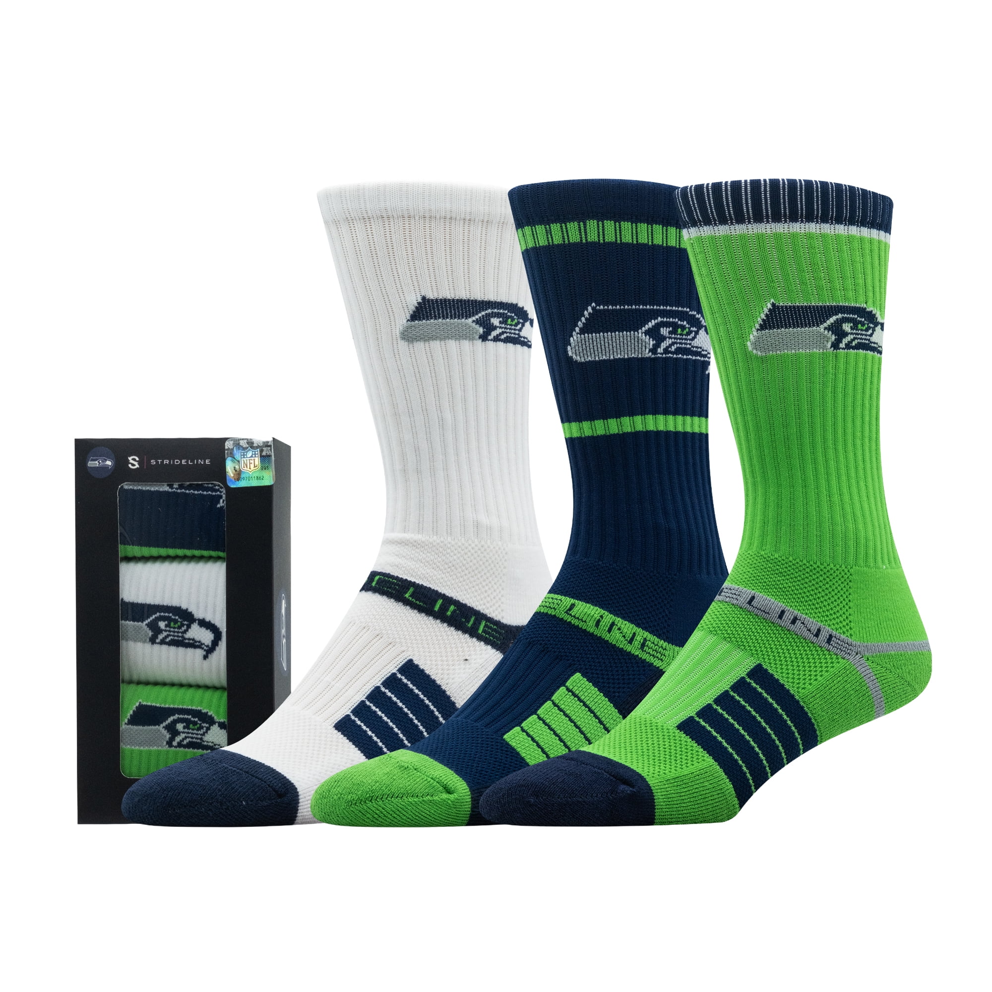 Unisex Strideline Seattle Seahawks Premium 3-Pack Knit Crew Socks Set ...