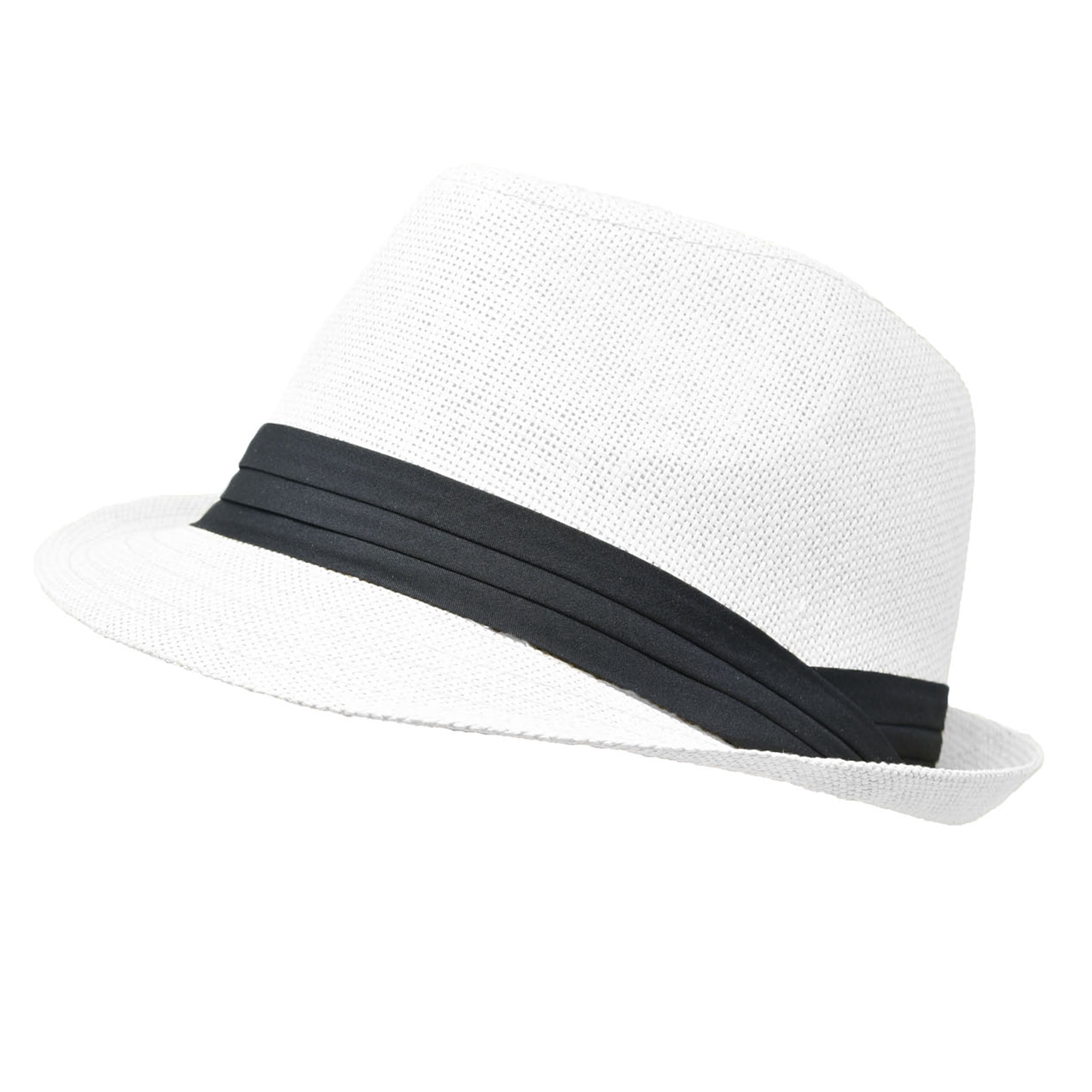 Unisex Summer Fedora Panama Hat Trilby Cuban Straw Sun Hats Short Brim ...