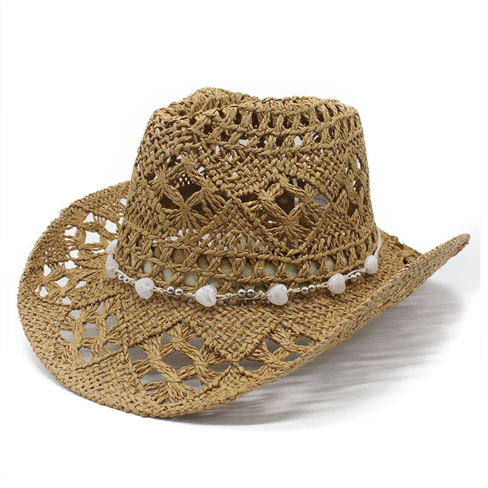 Unisex Summer Western Cowboy Hat Shapeable Straw, Hollowed Out Design ...