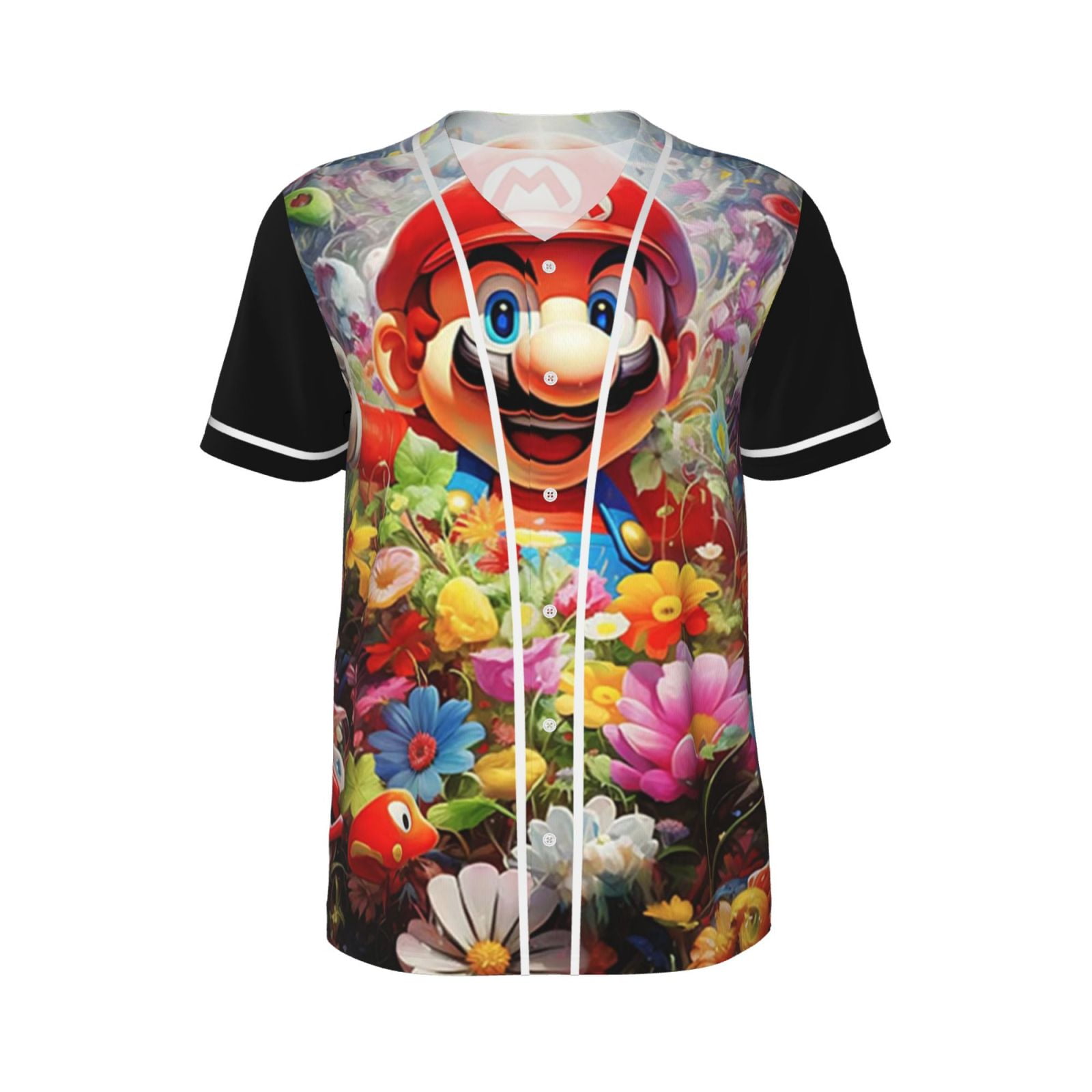 Unisex Super Mario Baseball Jersey Short Sleeve Button Down Shirt ...
