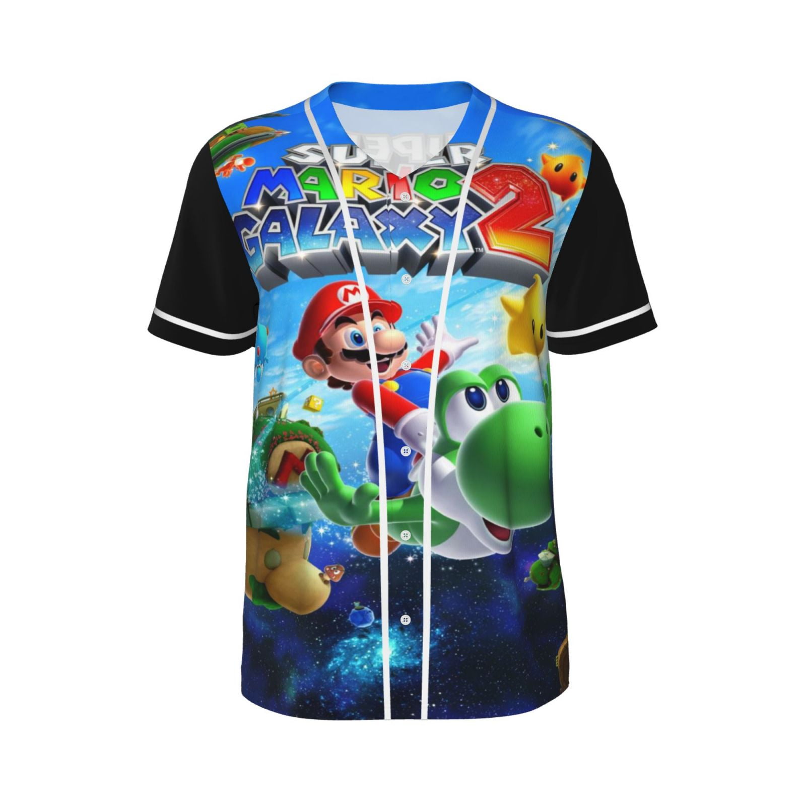 Unisex Super Mario Baseball Jersey Short Sleeve Button Down Shirt ...
