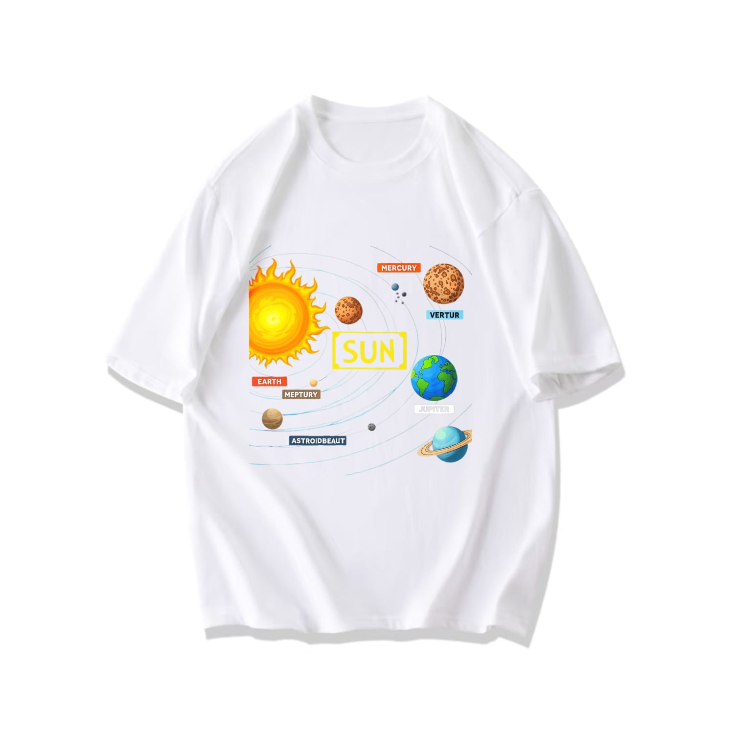 Unisex T-Shirt Black Solar System Planets And Sun Design For Space ...