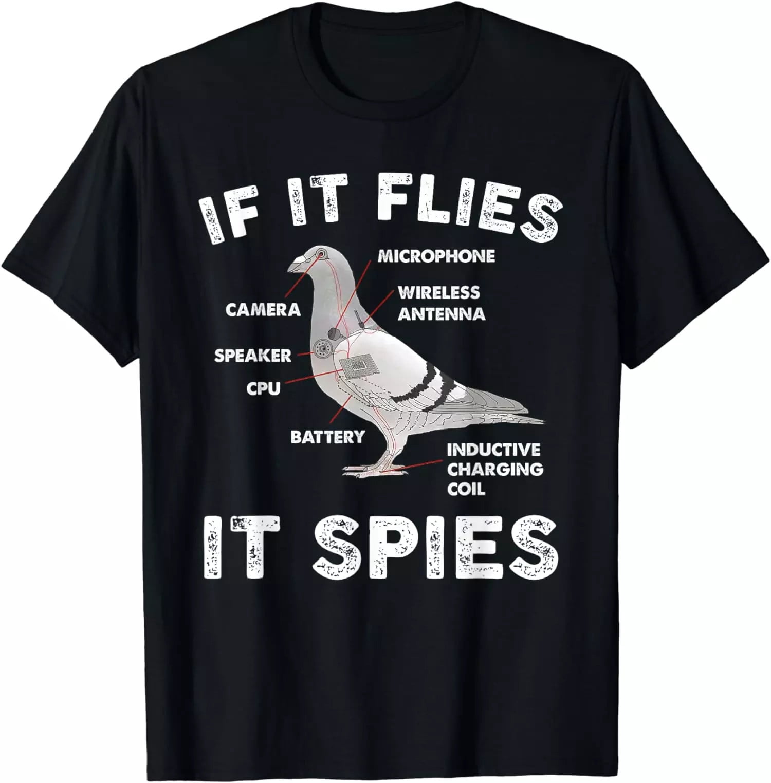 Unisex T-Shirt | If It Flies It Spies Pigeon Anatomy Bird Aren't Real T ...