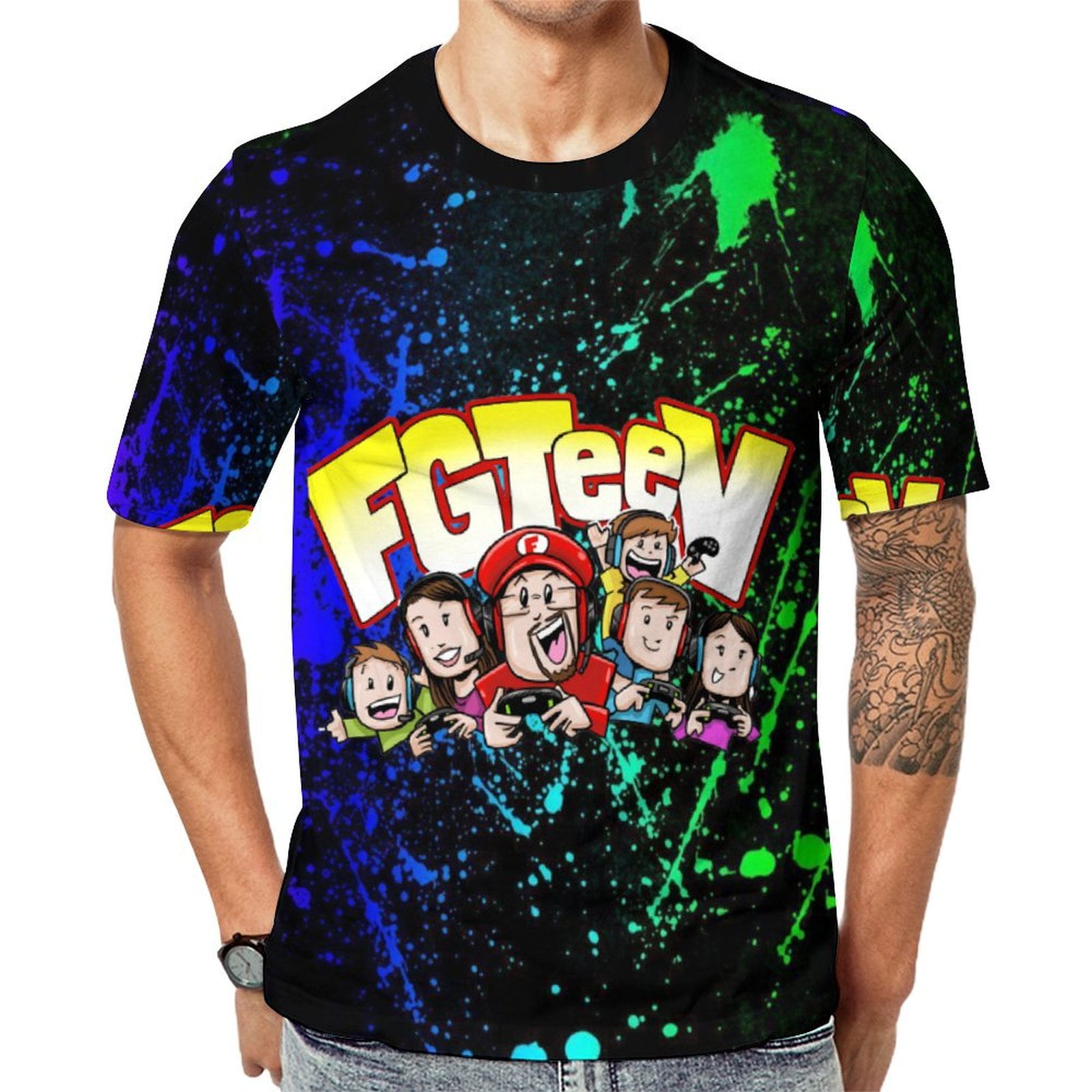 Unisex T-Shirts Fgteev Adult Soft Full Print Tee Shirts Sports Short ...