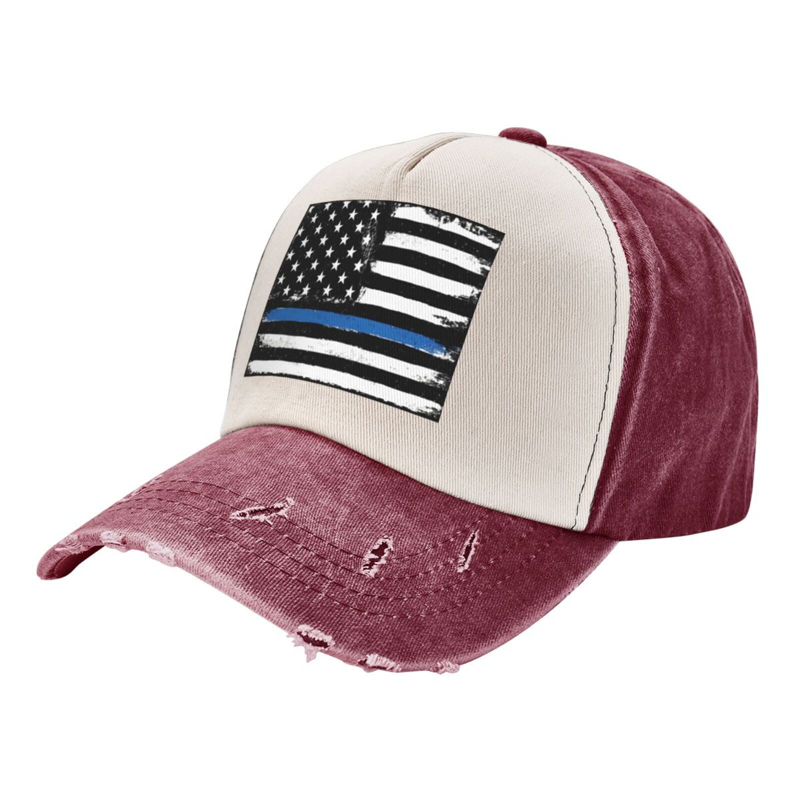 Unisex Thin Blue Line Flag Police Vintage Washed Distressed Cotton Dad ...