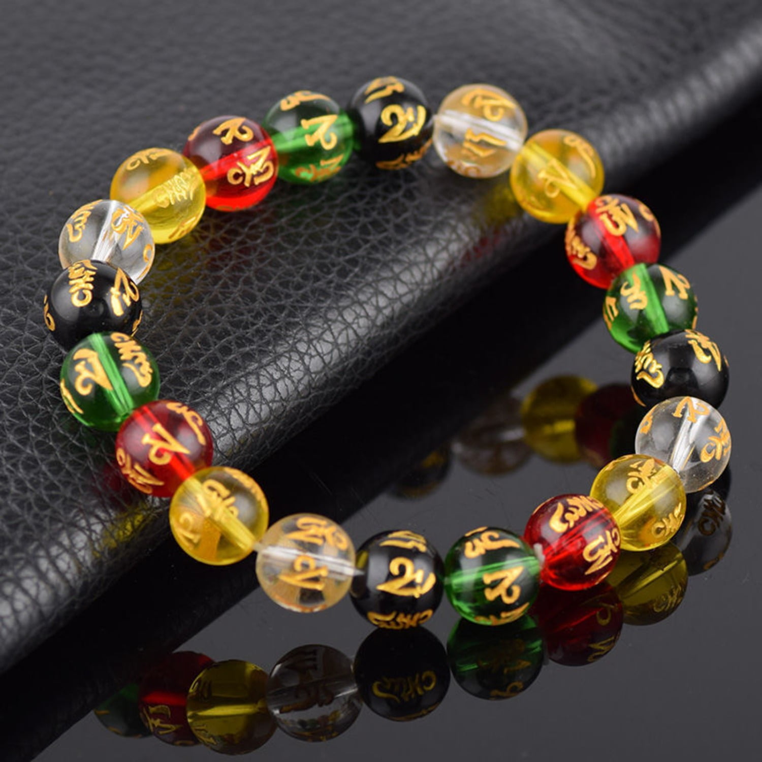 Unisex Tibetan-Inspired Natural Crystal Obsidian Bead Bracelet ...