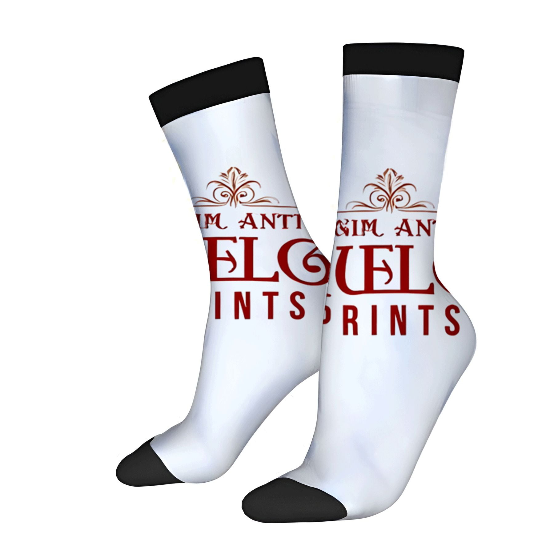 Unisex Trendy Socks (2 Pairs) - Elegant Swirl Design with Black Toe ...