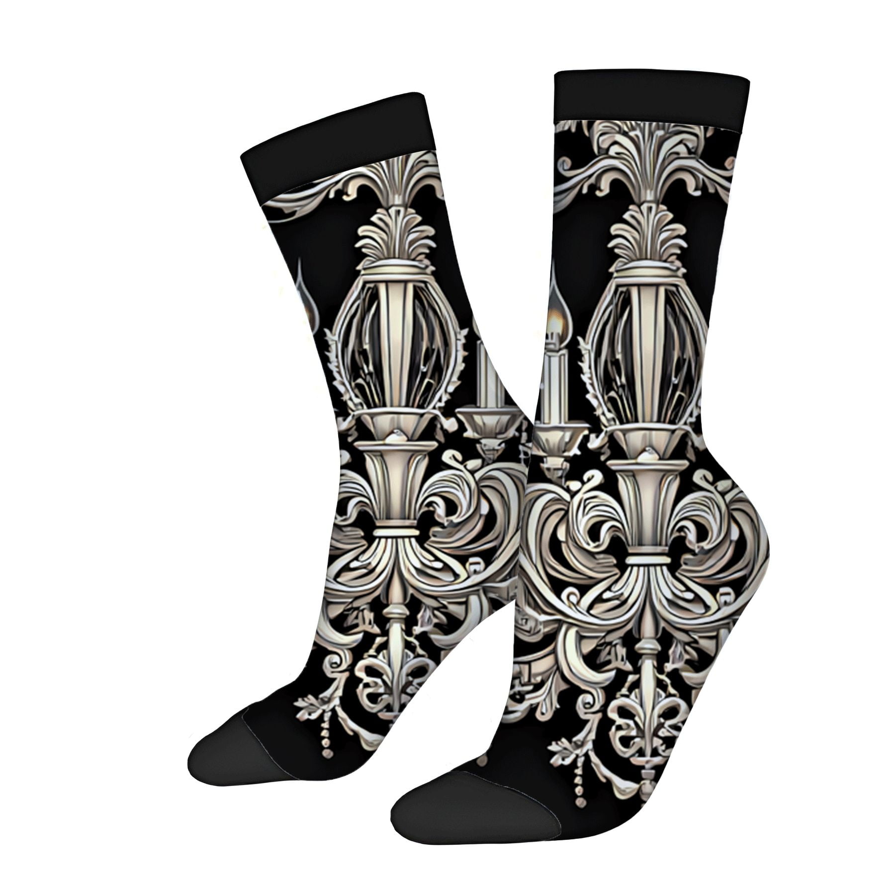 Unisex Trendy Socks (2 Pairs) - Luxurious Floral & Scroll Patterns on ...