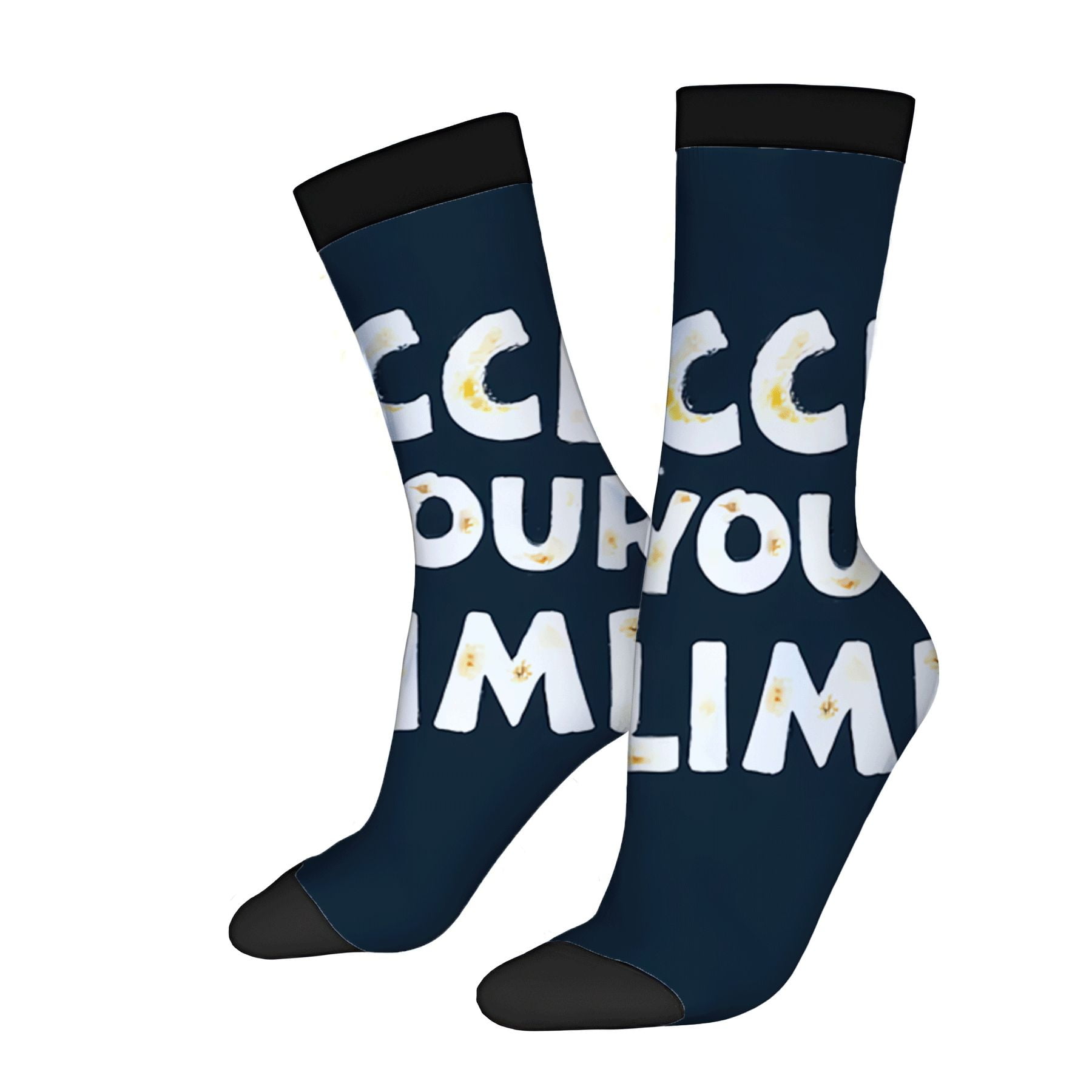 Unisex Trendy Socks - 2 Pairs Navy Blue with White Text " YOU SHOULD BE ...