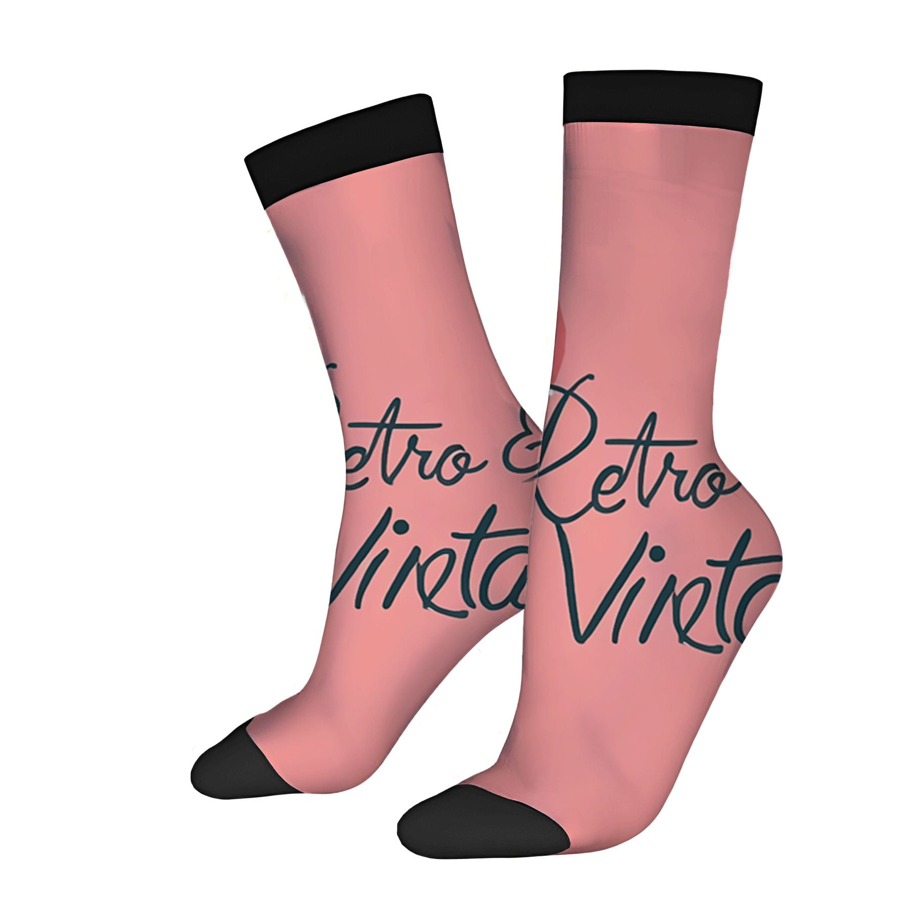 Unisex Trendy Socks (2 Pairs) - Pink with Black Toe Caps & Ankle Bands ...