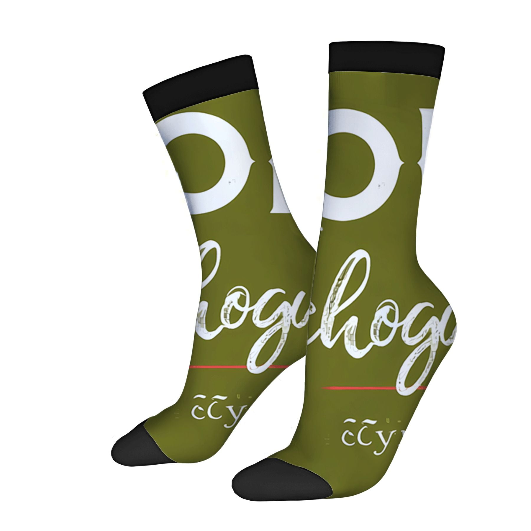 Unisex Trendy Socks (2 Pairs) - Stylish Green Background with White ...