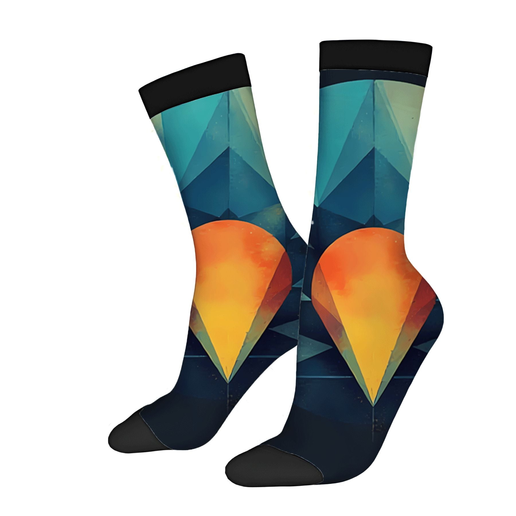 Unisex Trendy Socks (2 Pairs) - Vibrant Geometric Triangles in Blue ...
