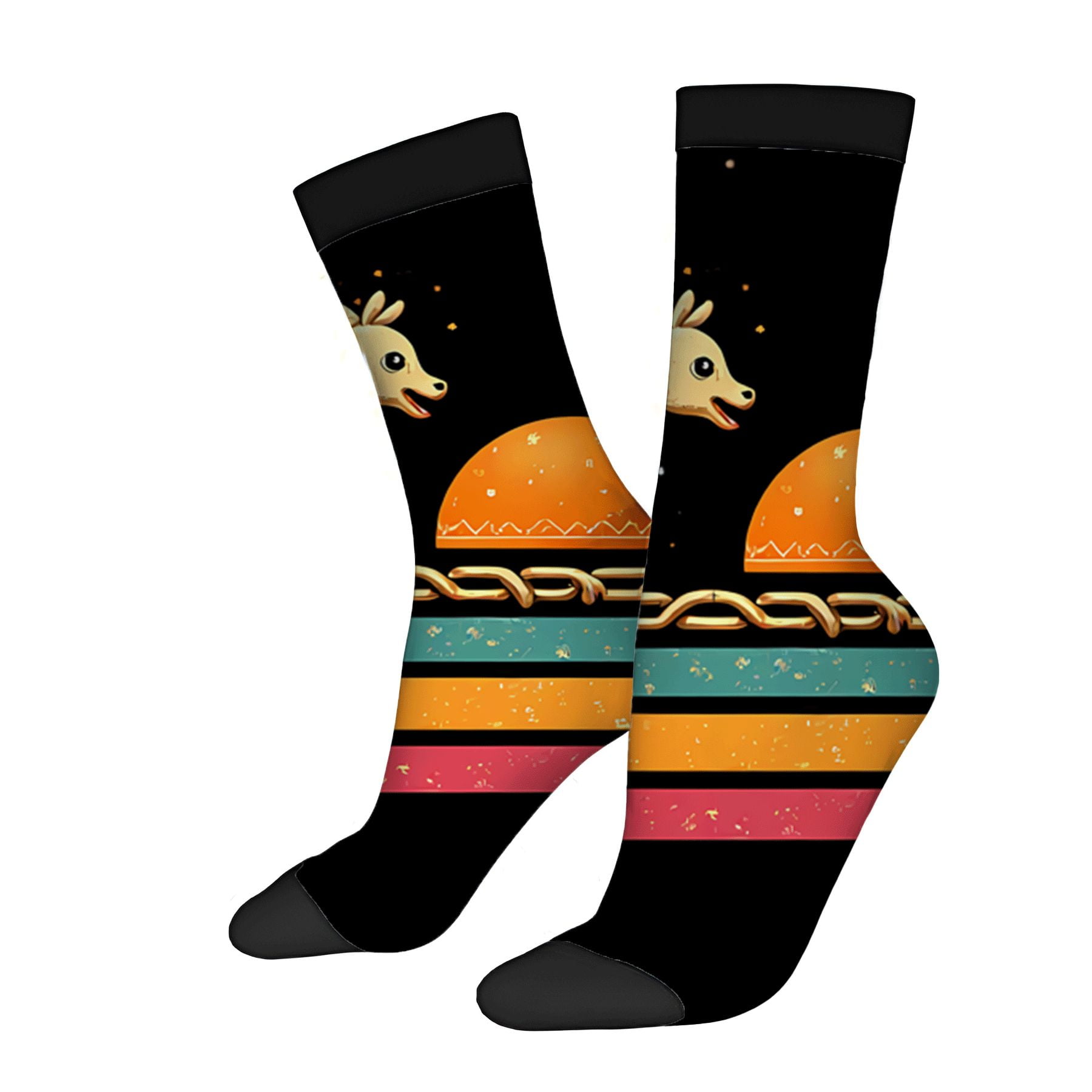 Unisex Trendy Socks (2 Pairs) - Vibrant Giraffe Design with Colorful ...