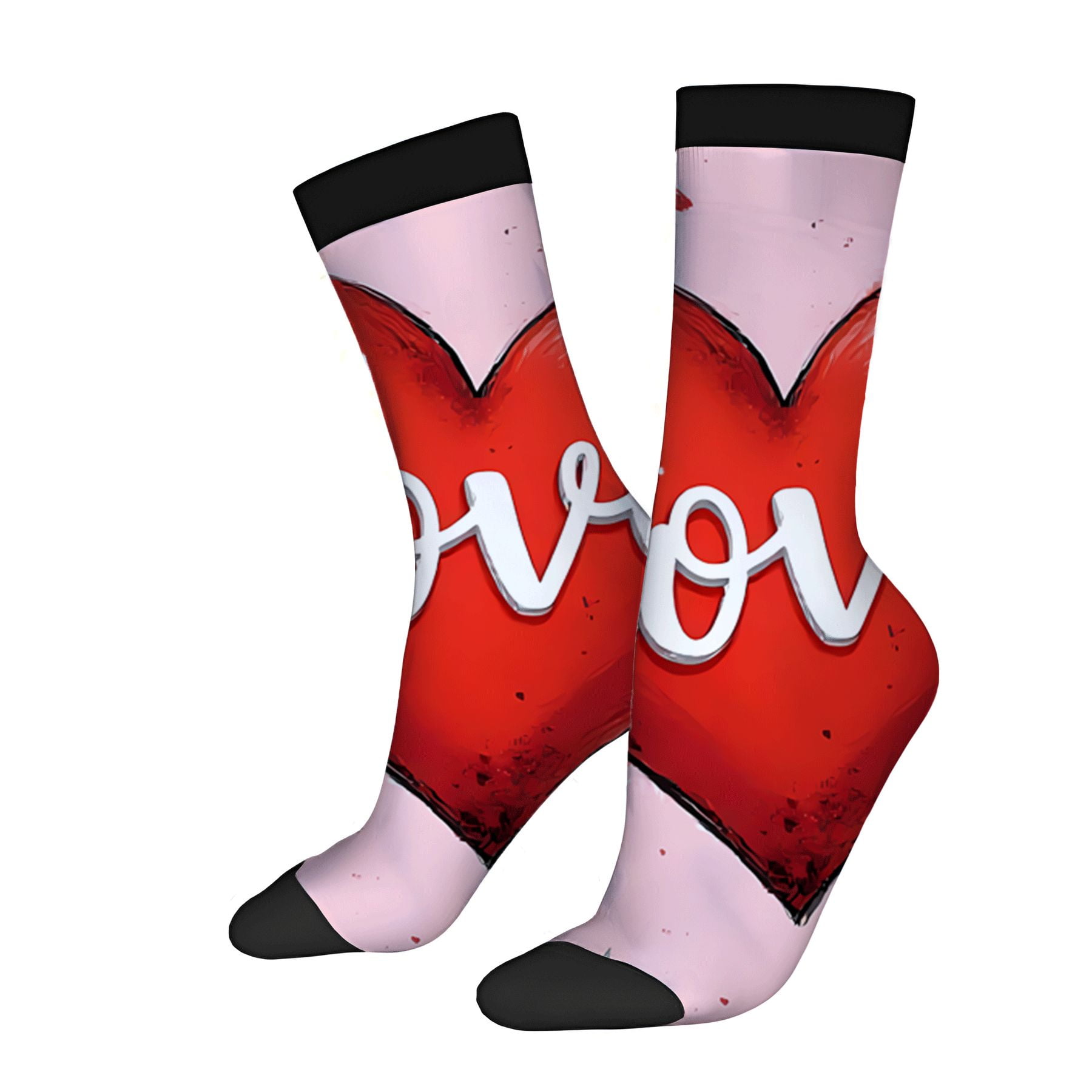 Unisex Trendy Socks - 2 Pairs Vibrant Heart Design with ' Love ' in ...
