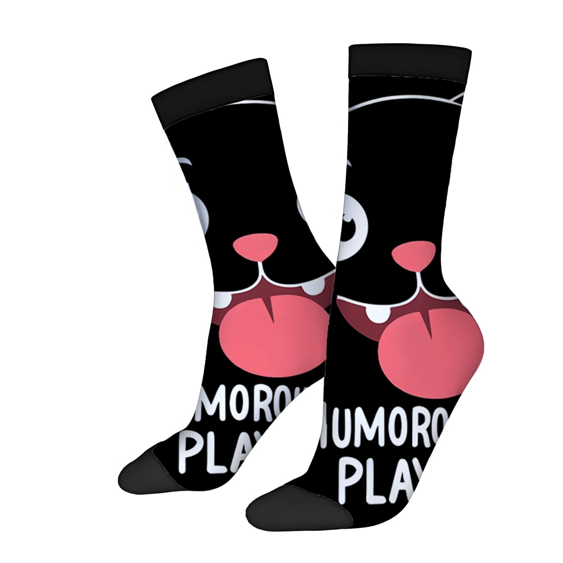 Unisex Trendy Socks - 2 Pairs of Playful Cartoon Face Design with Pink ...