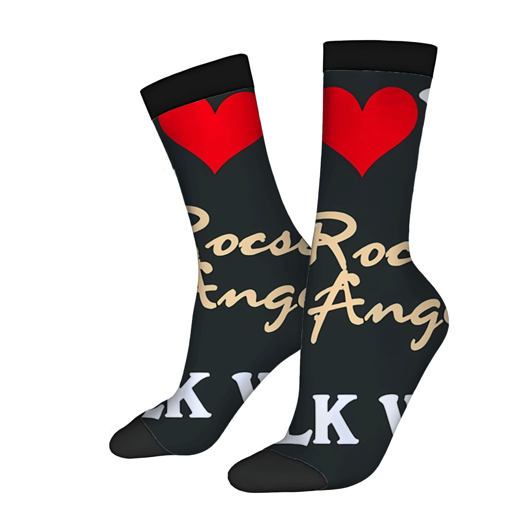Unisex Trendy Socks - 2 Pairs with Black Background Red Heart Design ...