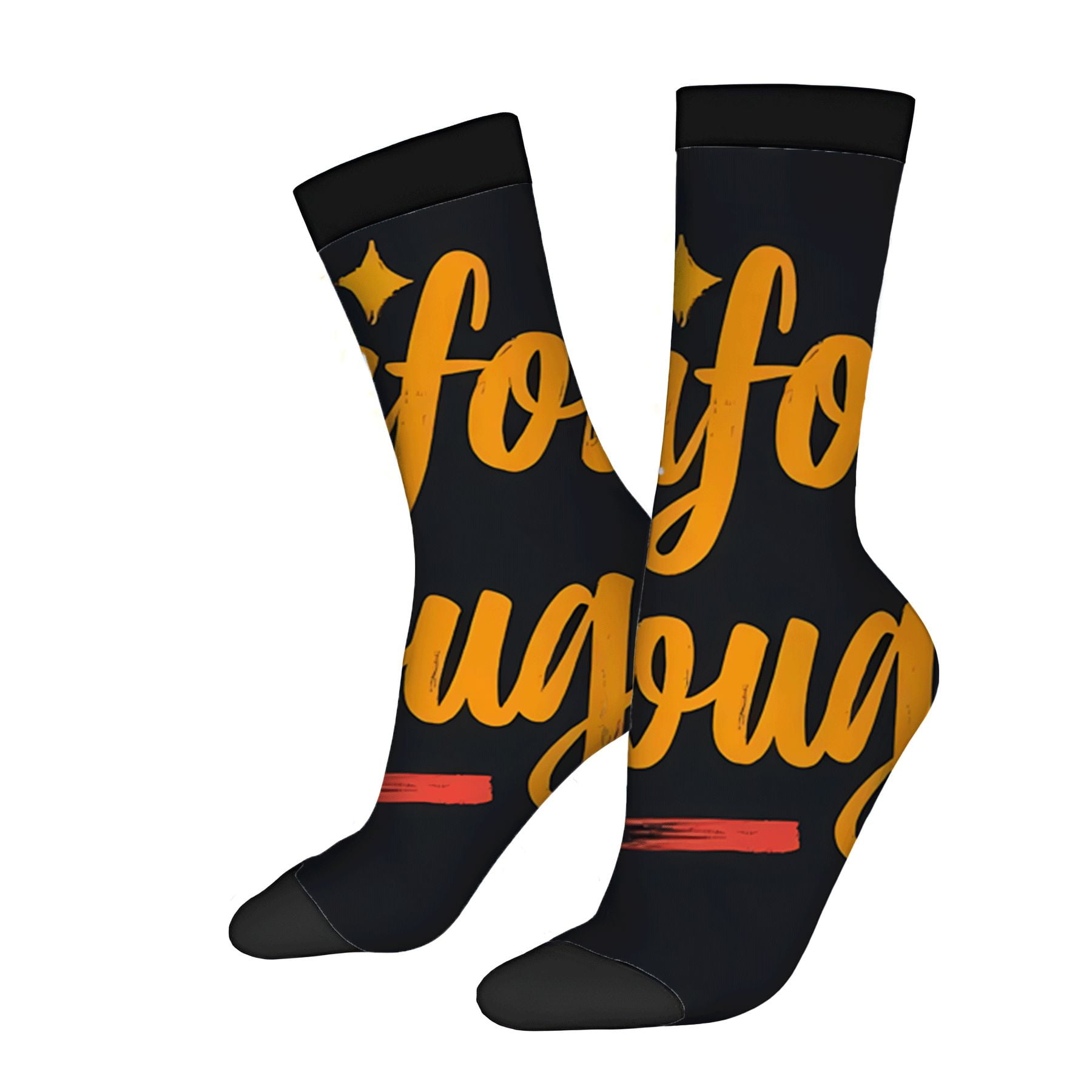 Unisex Trendy Socks - 2 Pairs with Black Background Yellow ' For You ...