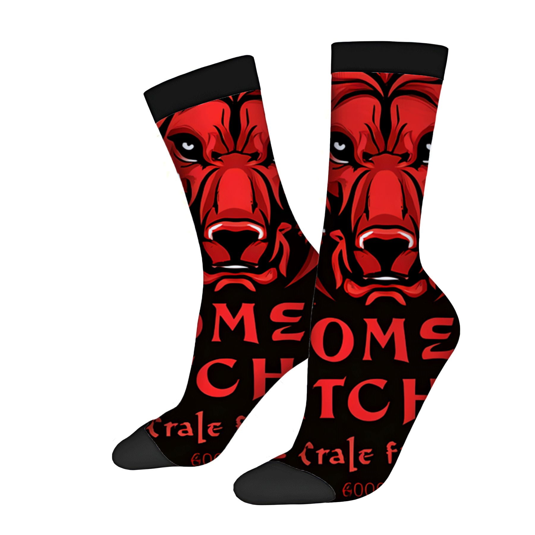 Unisex Trendy Socks - 2 Pairs with Bold Red & Black Bear Design ' MEOMS ...
