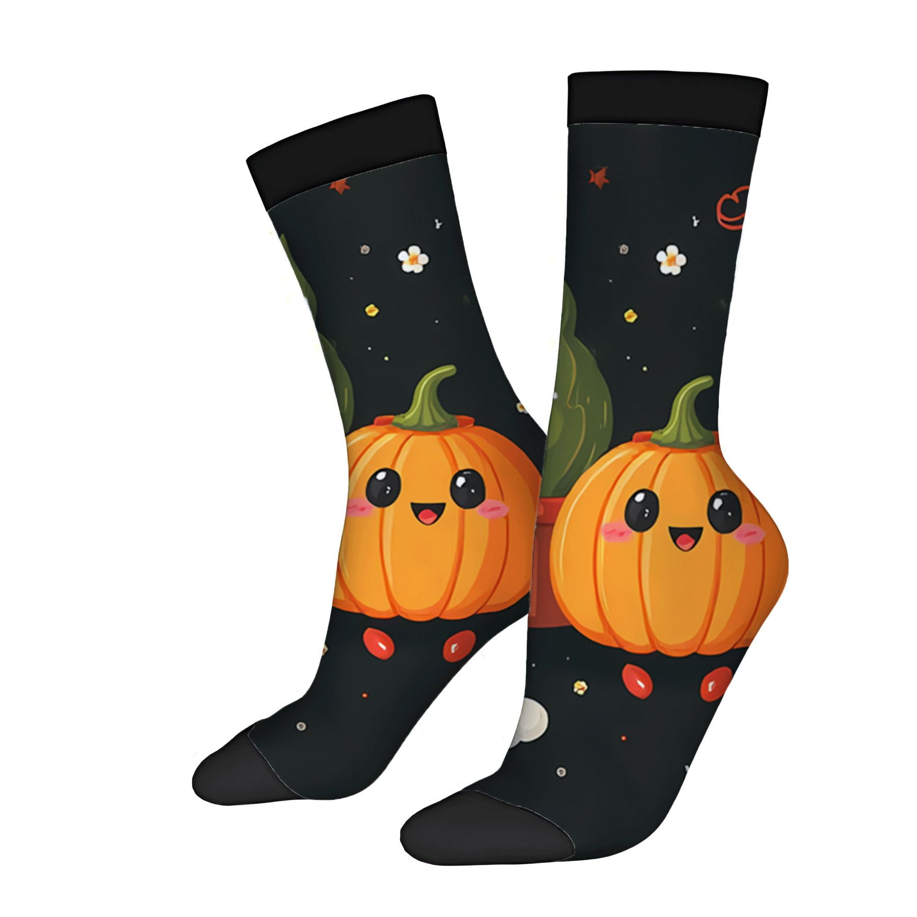 Unisex Trendy Socks - 2 Pairs with Cheerful Pumpkin Design Colorful ...
