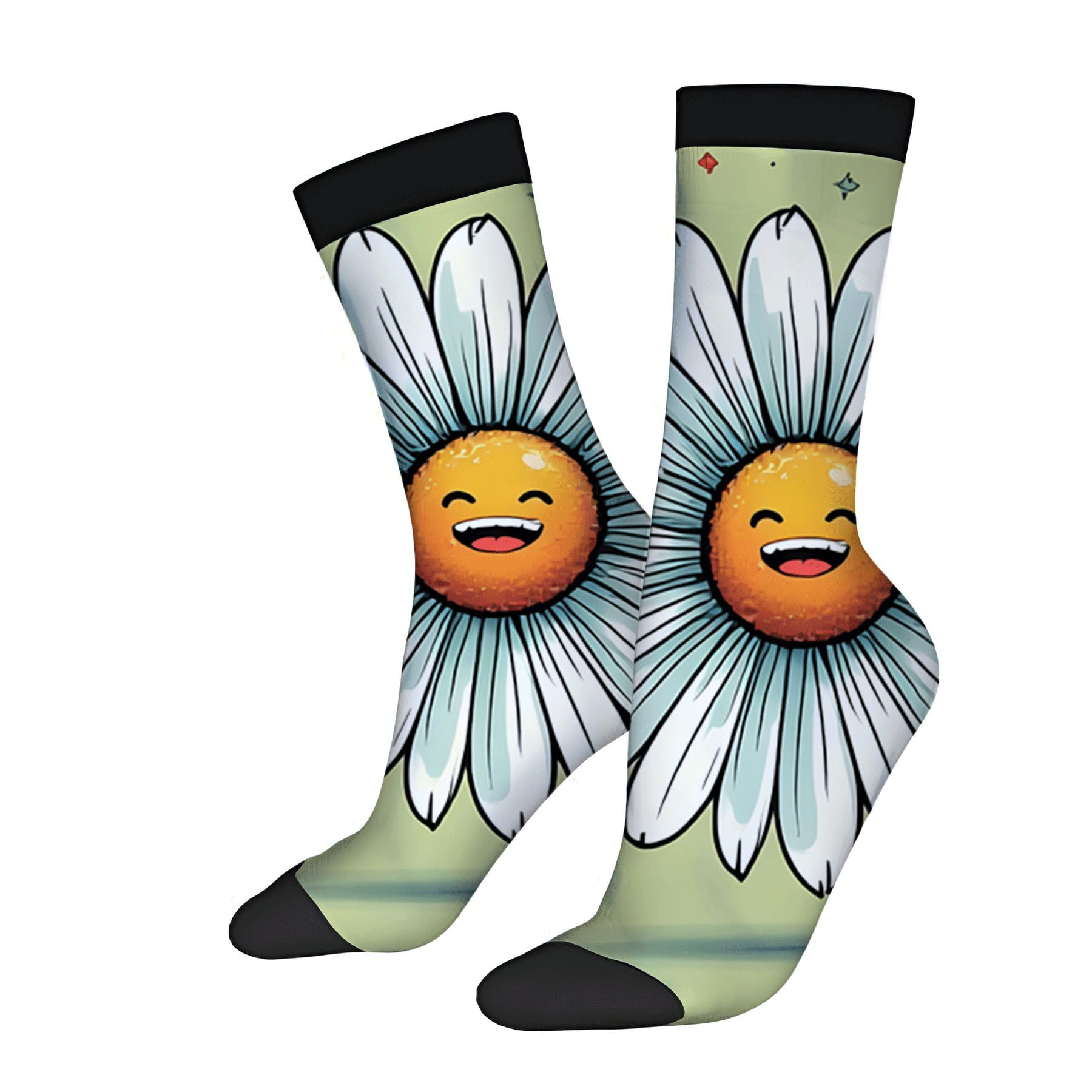 Unisex Trendy Socks - 2 Pairs with Colorful Design Smiling Face Light ...