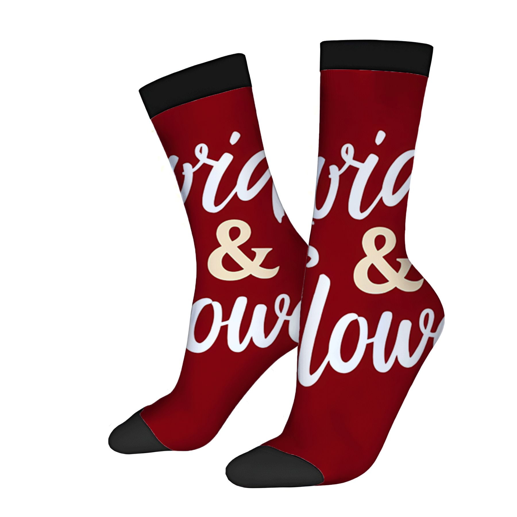 Unisex Trendy Socks - 2 Pairs with Maroon Background Cursive ' Outlaw ...