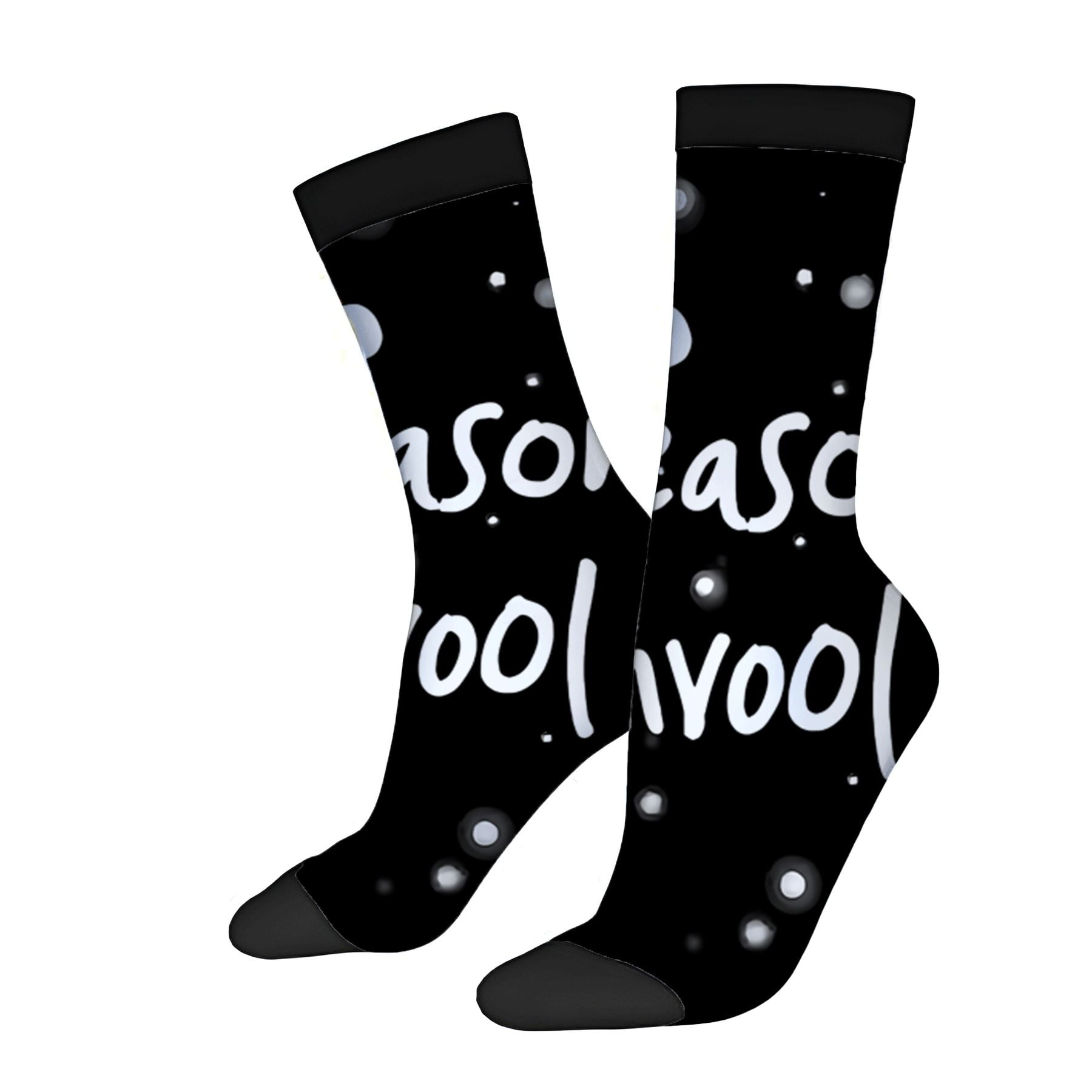 Unisex Trendy Socks - 2 Pairs with Playful Black Background White ...