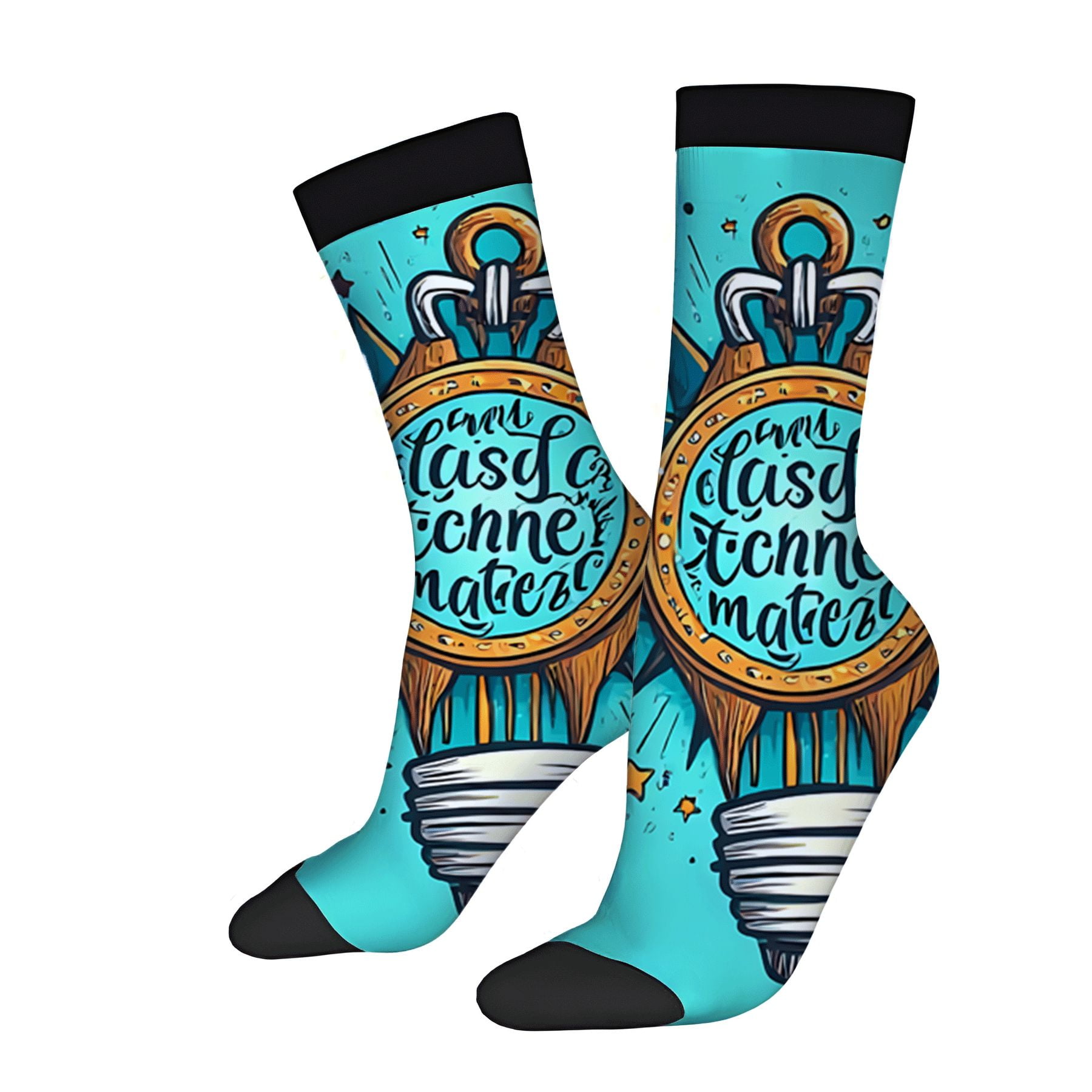 Unisex Trendy Socks - 2 Pairs with Vibrant Blue Background Light Bulb ...