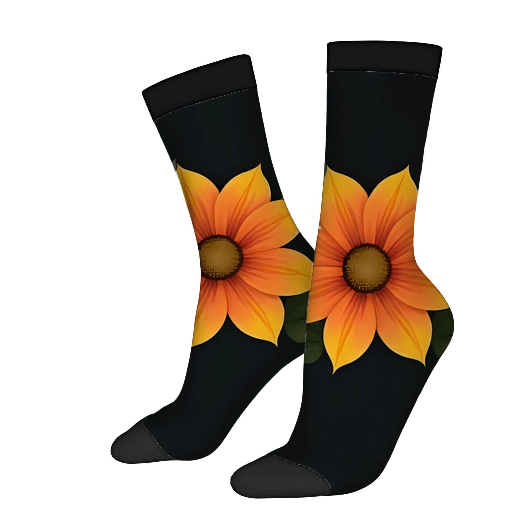 Unisex Trendy Socks - 2 Pairs with Vibrant Sunflower Design Mixed ...