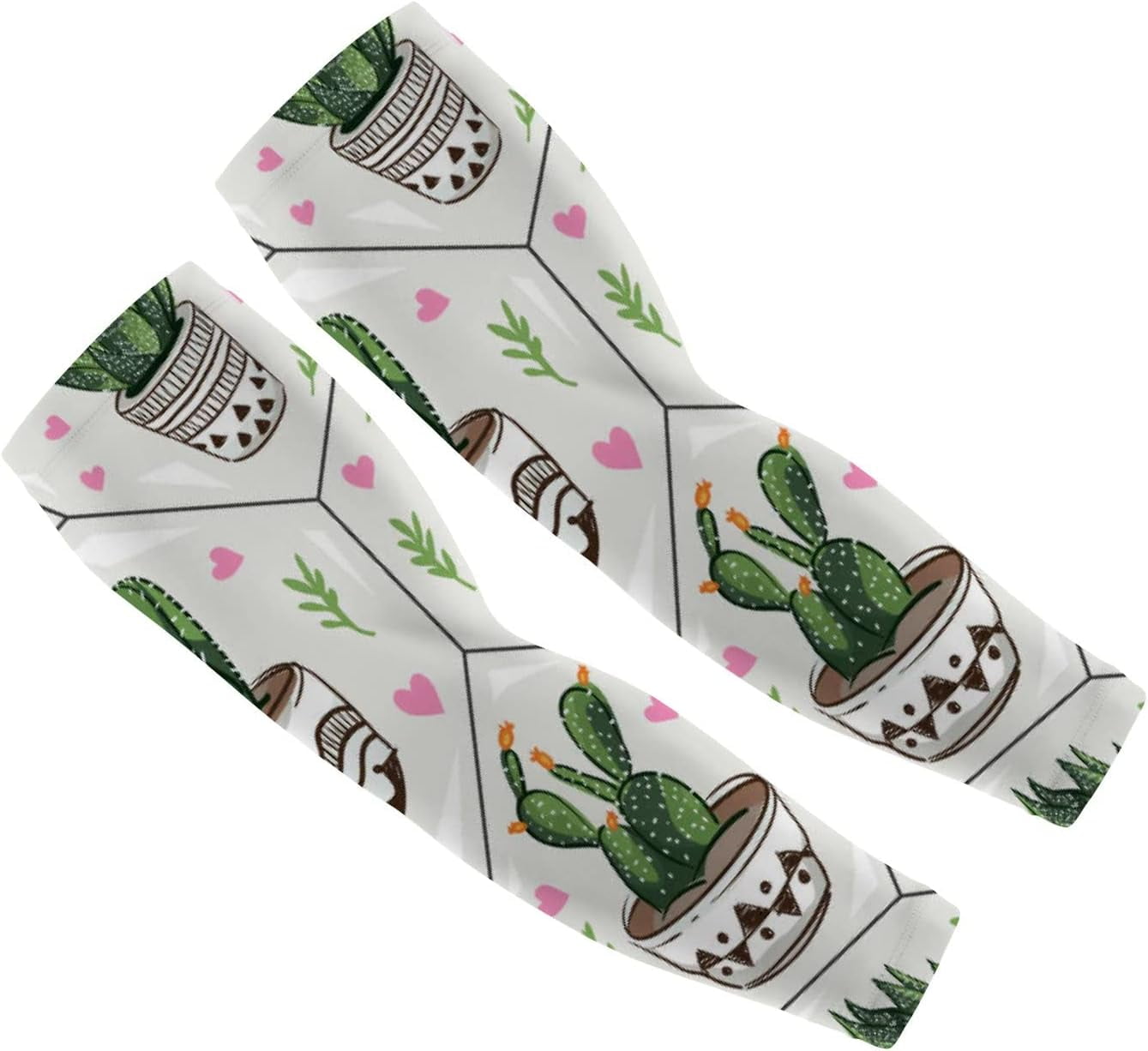 Unisex UV Sun Protection Arm Sleeves, Cooling Sleeves Cactus Geometric ...