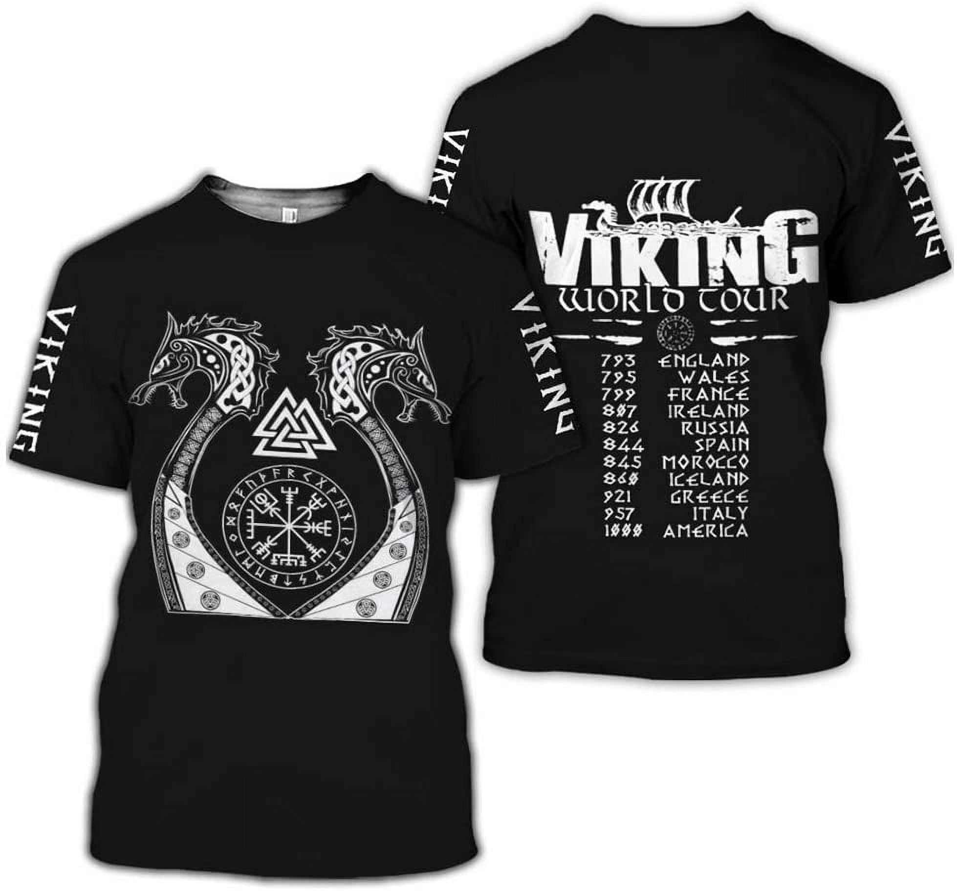 Unisex Viking Dragon Rune Symbol Skull Viking T-Shirt, Norse Mythology ...