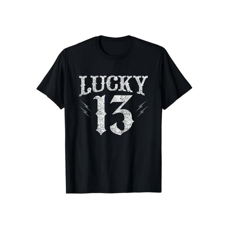 Unisex Vintage Punk Style T Shirt Featuring Lucky Number Thirteen ...