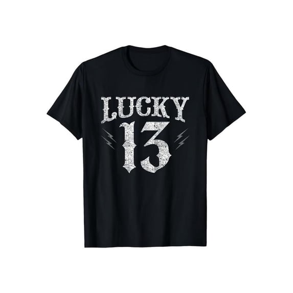 Unisex Vintage Punk Style T Shirt Featuring Lucky Number Thirteen ...
