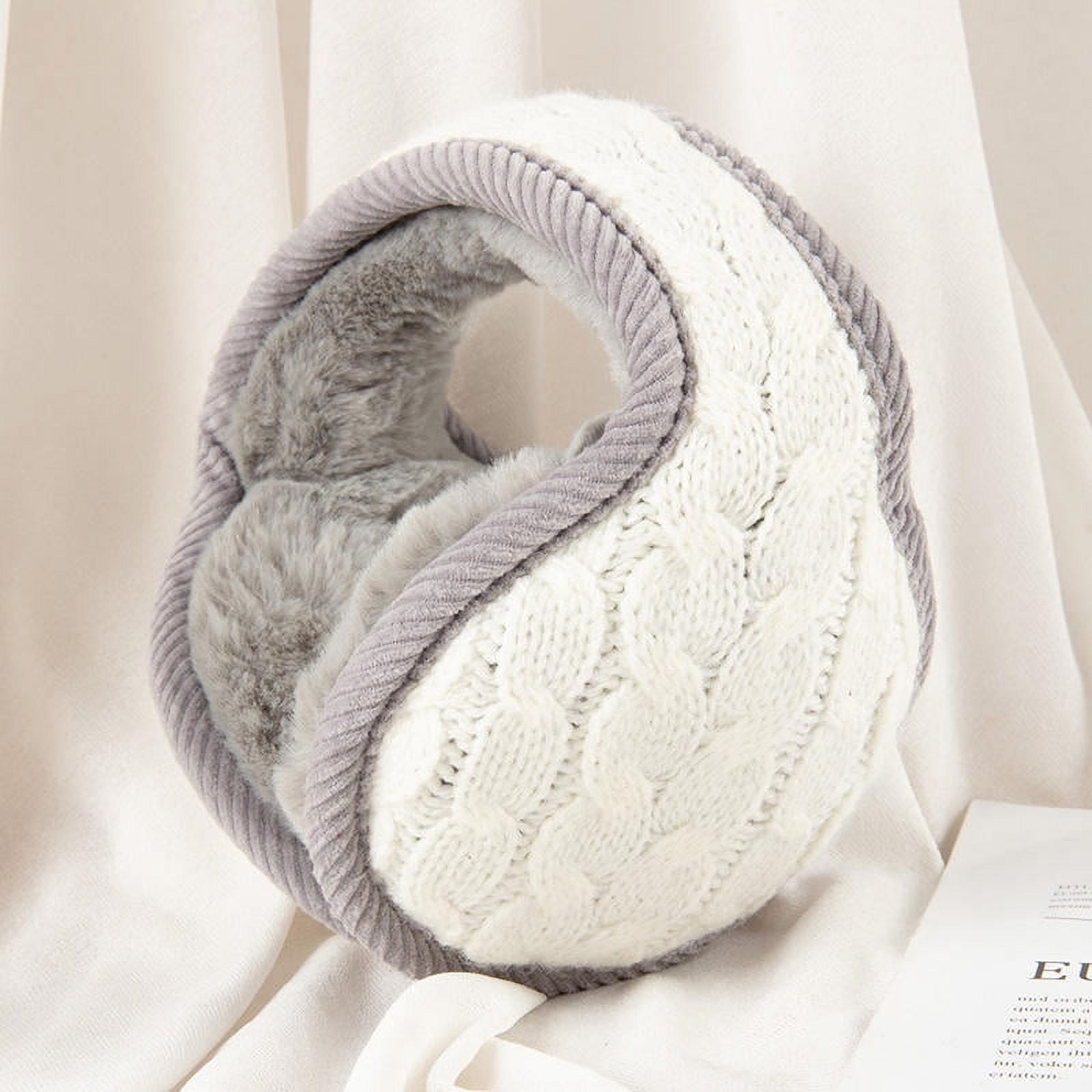 Unisex Warm Knit Earmuffs Furry Fleece Winter Ear Muffs Foldable Ear ...